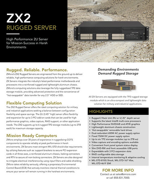 ZX2 | Rugged 2U Server & Computer, MIL-SPEC | ZMicro